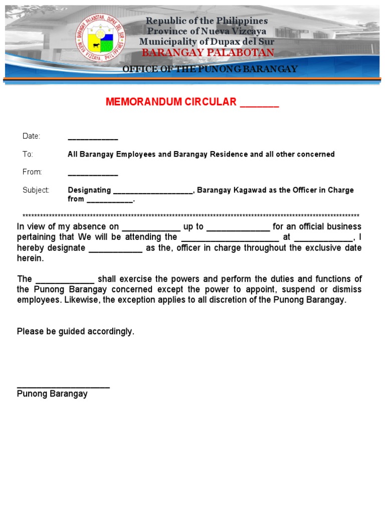 MEMORANDUM CIRCULAR Officer in Charge | PDF