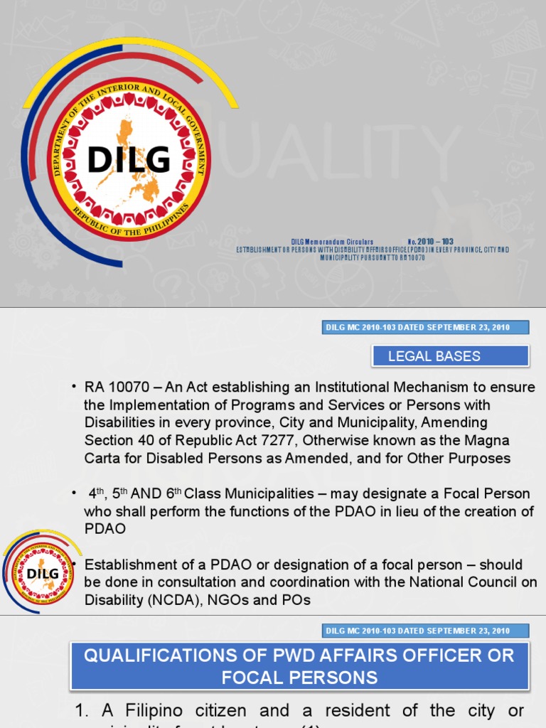 PDAO Establishment Guidelines and Functions | PDF | Welfare | Accessibility