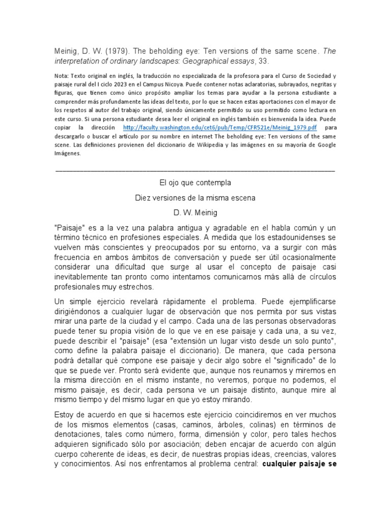 El Ojo Que Contempla DW Meinig | PDF | Naturaleza | Paisaje
