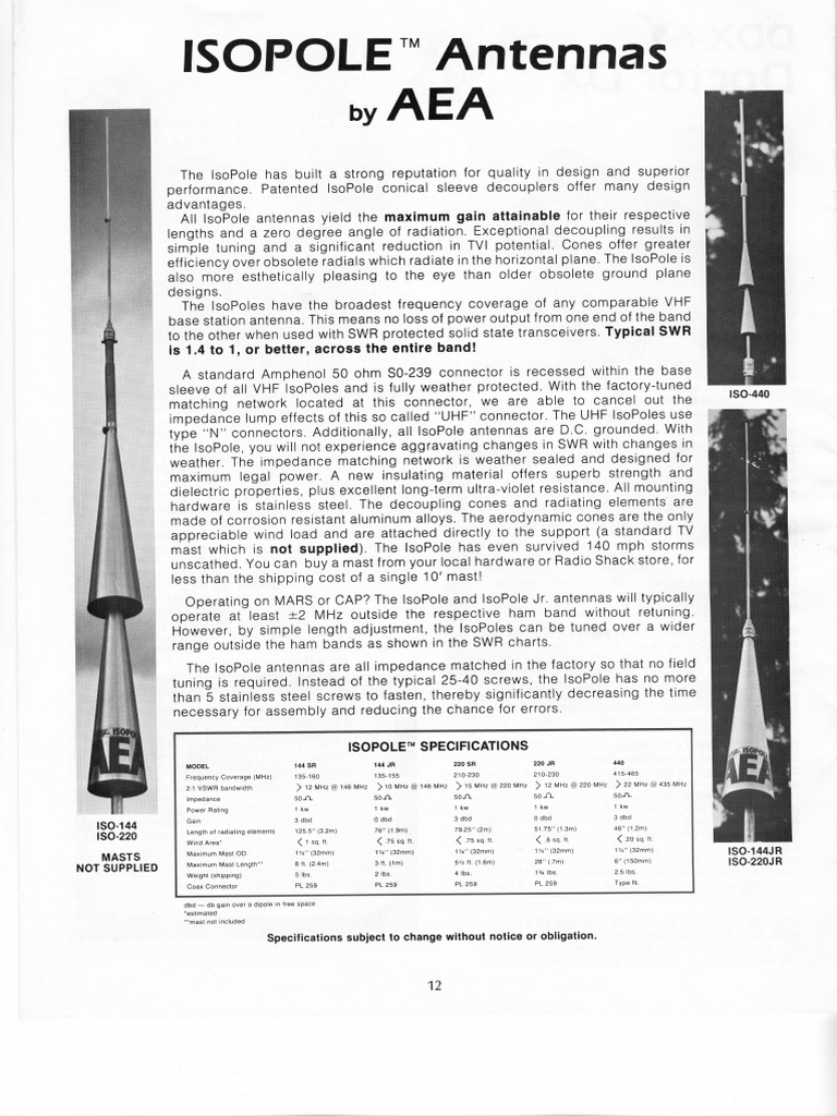 AEA Isopole User AB2RA | PDF