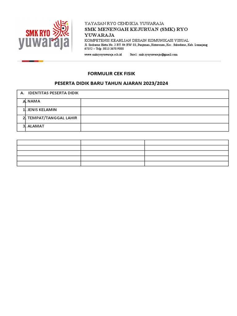 Form Cek Fisik | PDF