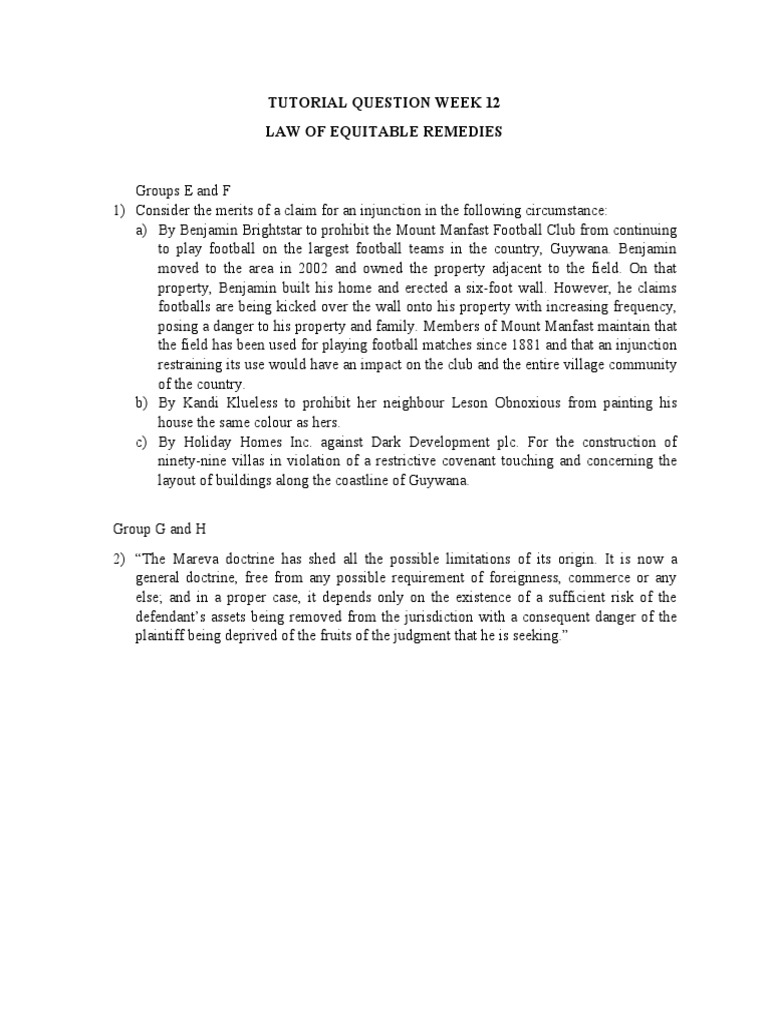 Tutorial Question Week 12 | PDF | Law | Home & Garden