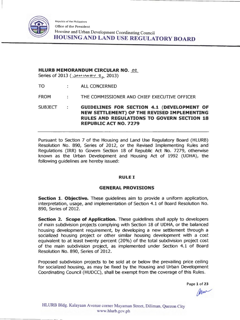Hlurb Memo On BP220 | PDF | Joint Venture | Regulatory Compliance