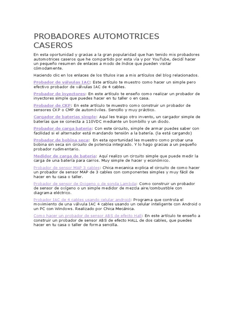Guía de Probadores Automotrices Caseros | PDF