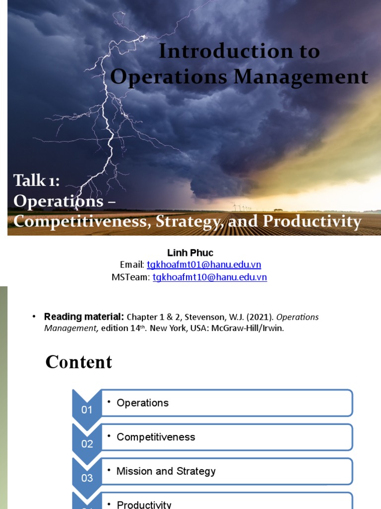 Talk 01. Operations - Competitiveness, Strategy, and Productivity | PDF | Operations Management ...