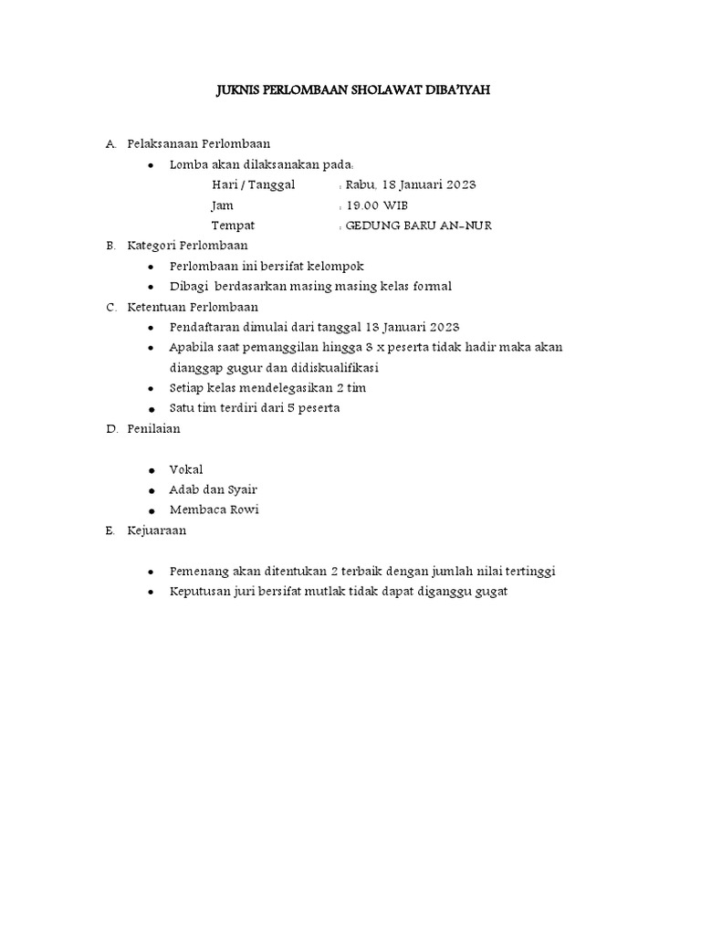 Juknis Perlombaan Fta-12 | PDF