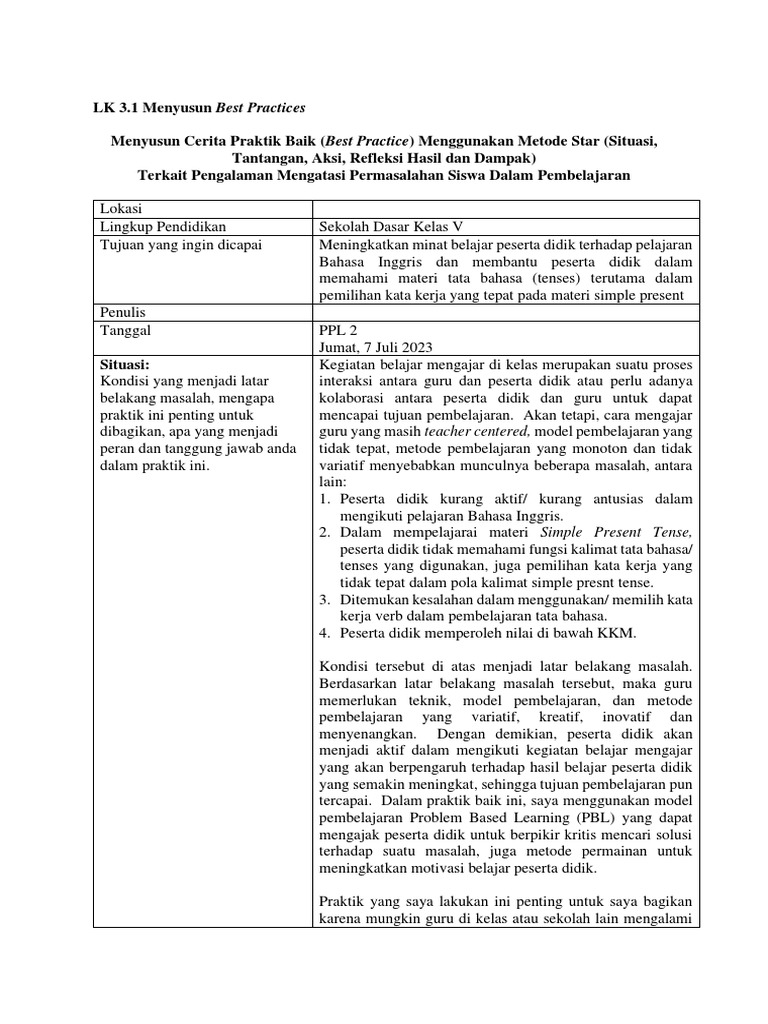 LK 3.1 Menyusun Best Practices | PDF