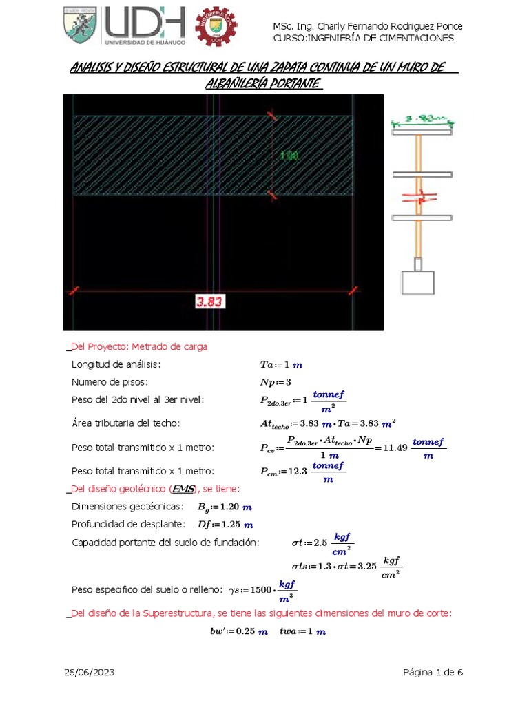 Diseño Estructural de Zapata Continua | PDF | Fundación (Ingeniería ...