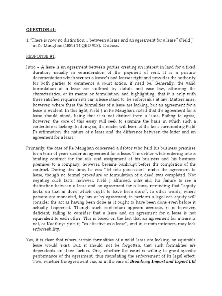 Lease Q1 - RP TT | PDF | Lease | Equity (Law)