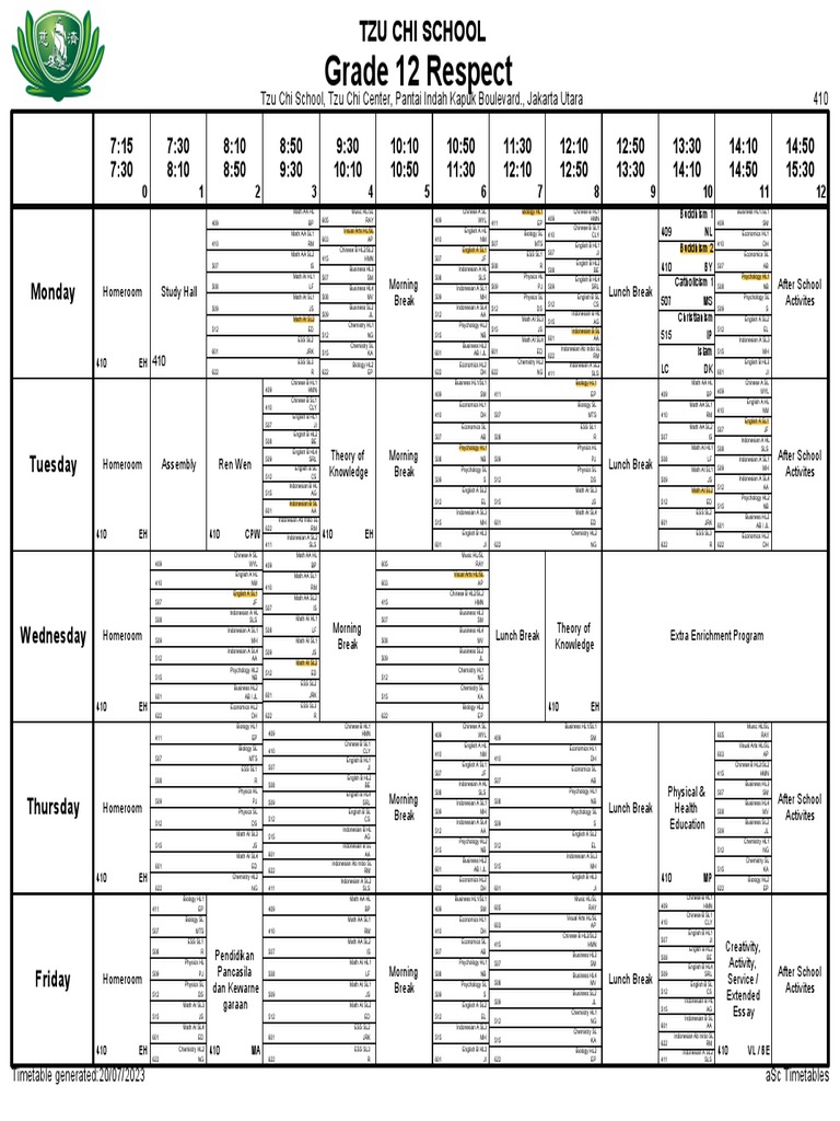 2324 Class Timetable - Ver 20july-40 | PDF