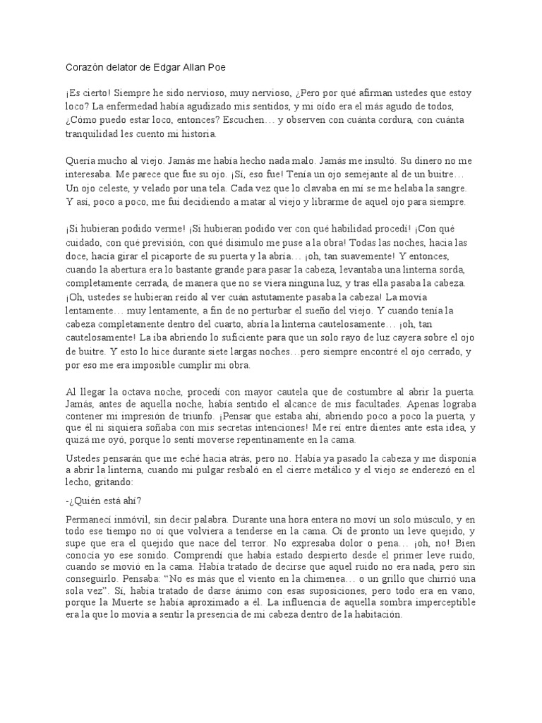 Corazón Delator de Edgar Allan Poe | PDF | Edgar Allan Poe