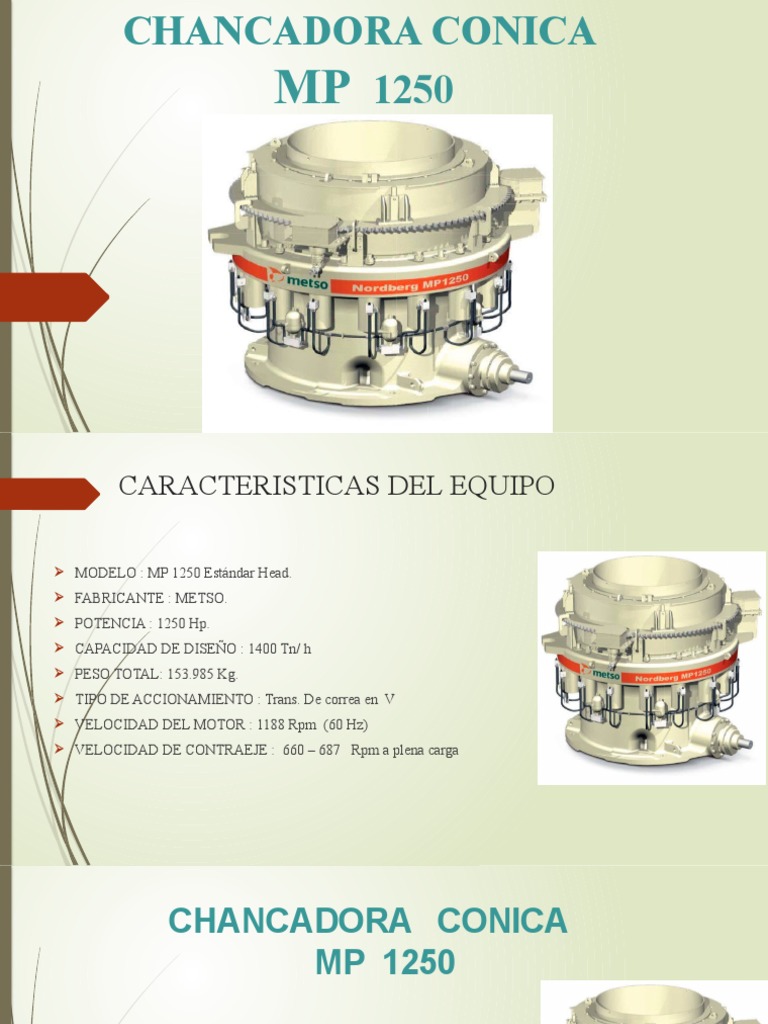 Presentacion Chancadora Conica MP 1250 | PDF | Lubricante | Ingeniería ...