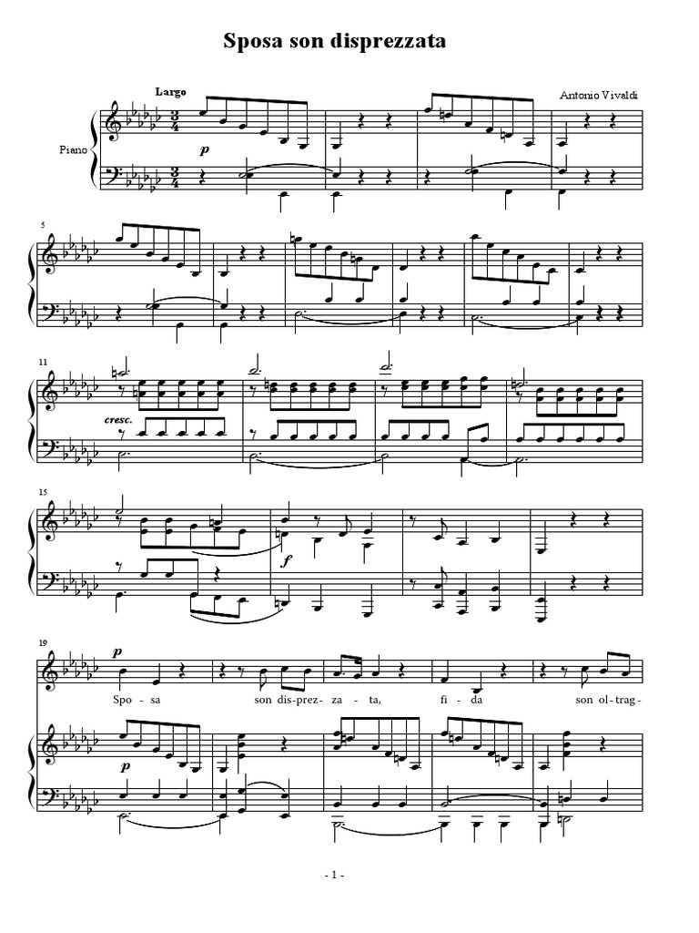 Vivaldi Sposa Son Disprezzata Sheetmusicgiant | PDF