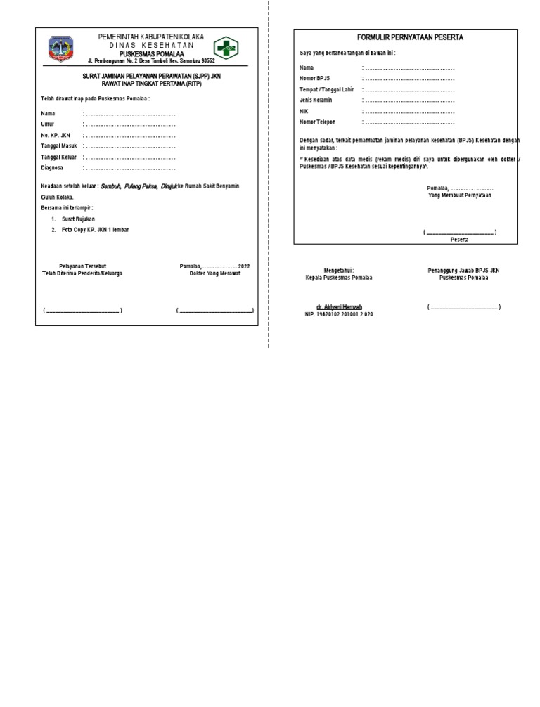 Form Jaminan (SJPP) | PDF