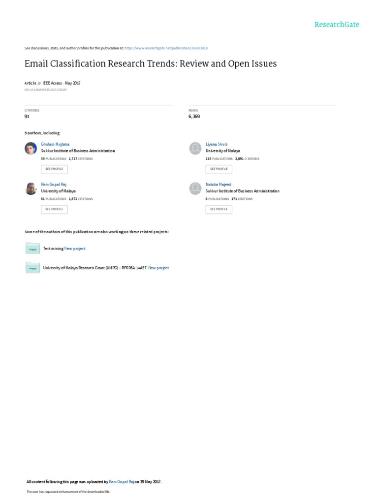 Email Classification Research Trends Review and Op | PDF | Online ...