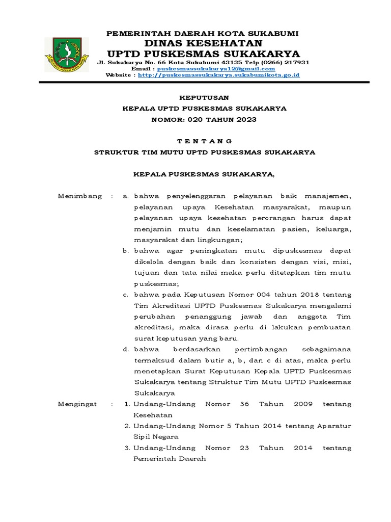 SK Tim Mutu Tahun 2023 | PDF