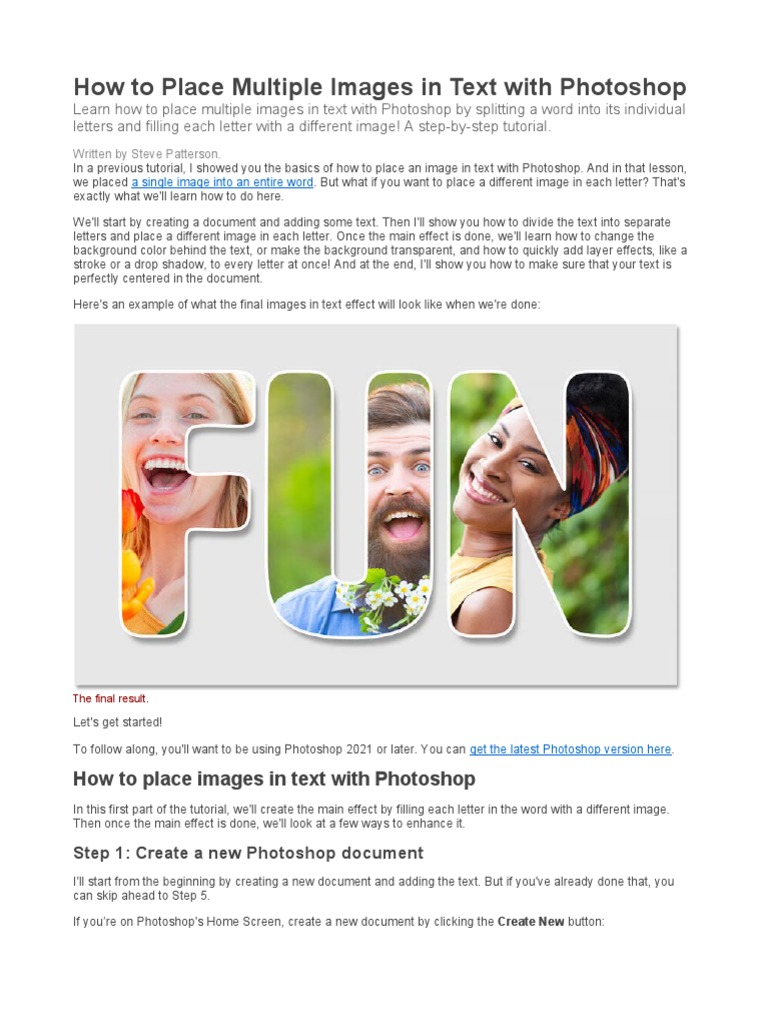 Fill Text with Multiple Images in Photoshop | PDF | Adobe Photoshop ...