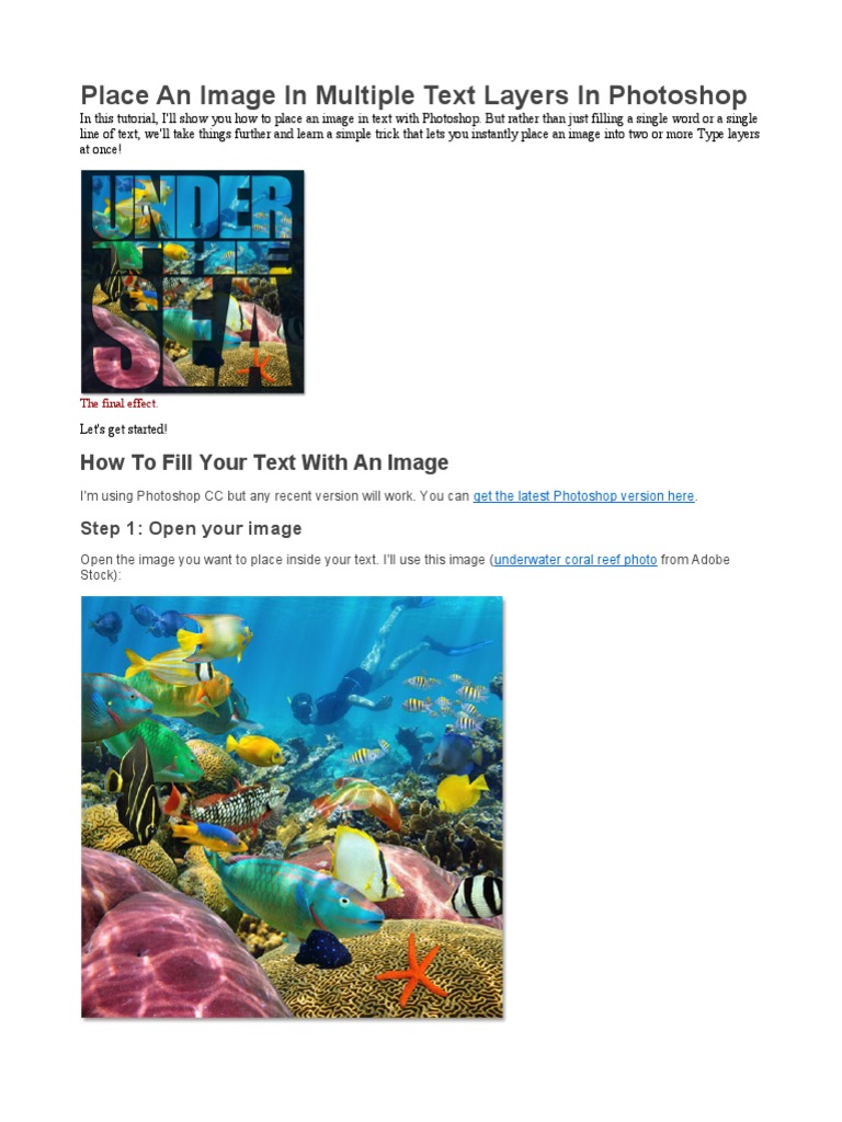 Place An Image in Multiple Text Layers in Photoshop | PDF | Adobe Photoshop | Icon (Computing)
