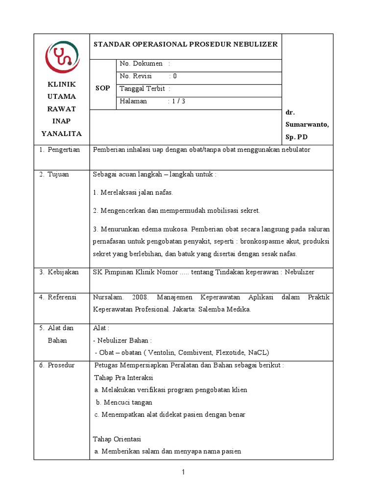 Sop Nebulizer | PDF