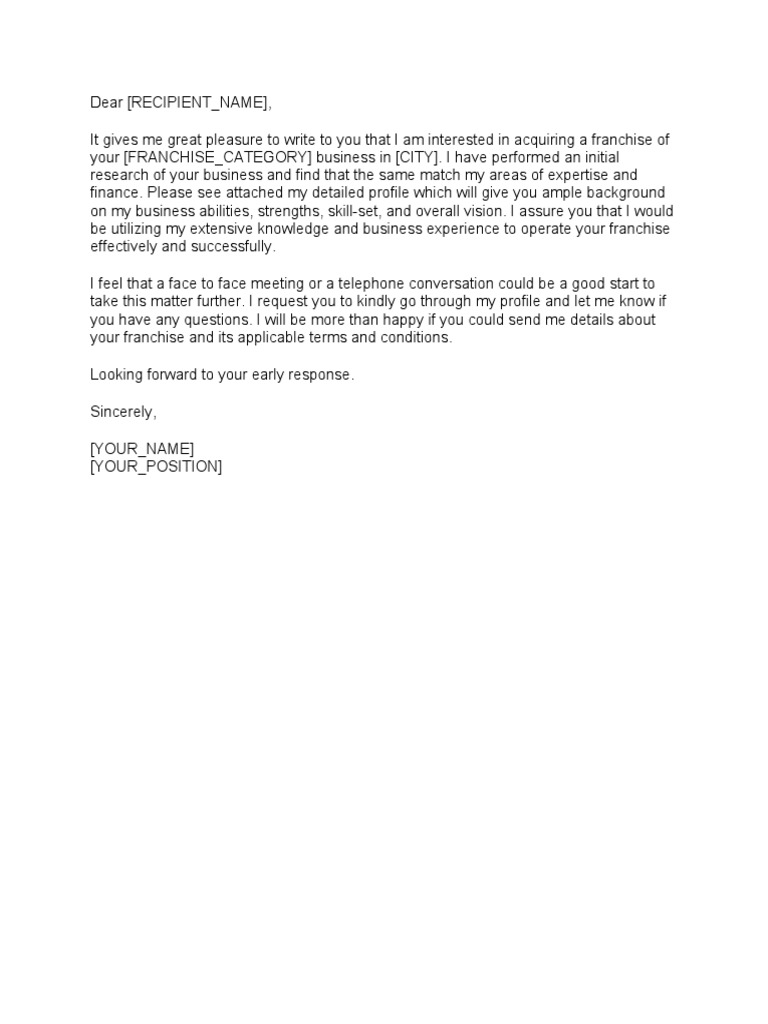 Franchise Request Letter Sample | PDF