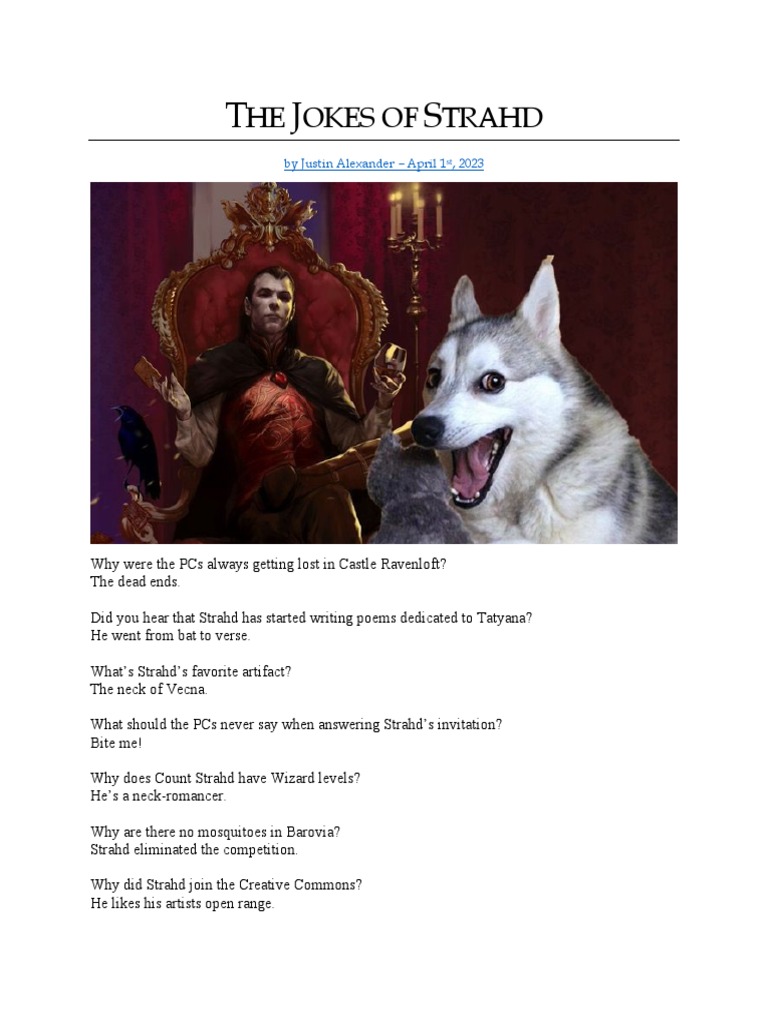 Strahd's Dark Humor: D&D Jokes | PDF