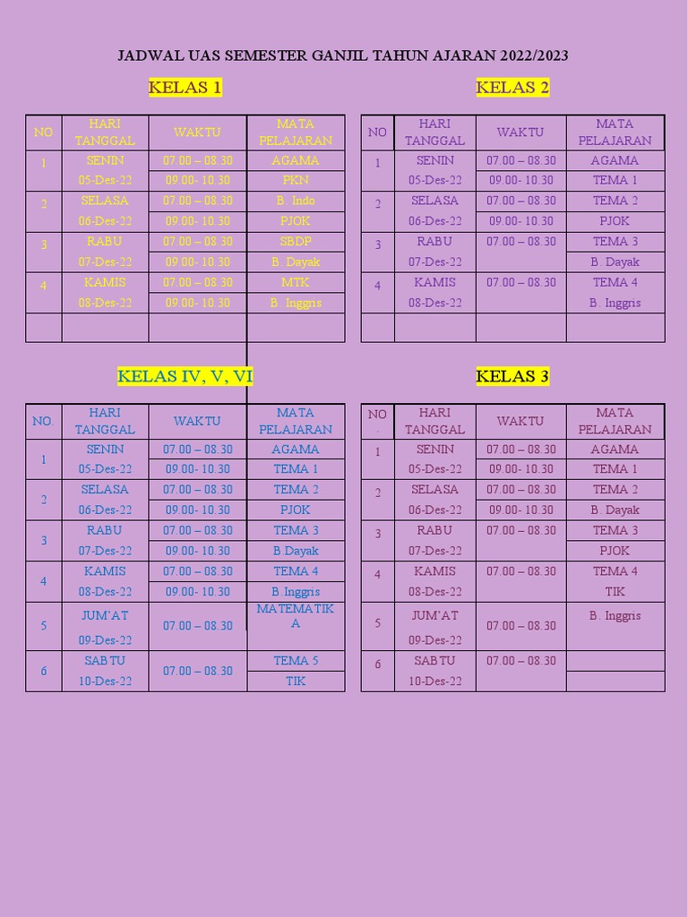 Jadwal Uas | PDF