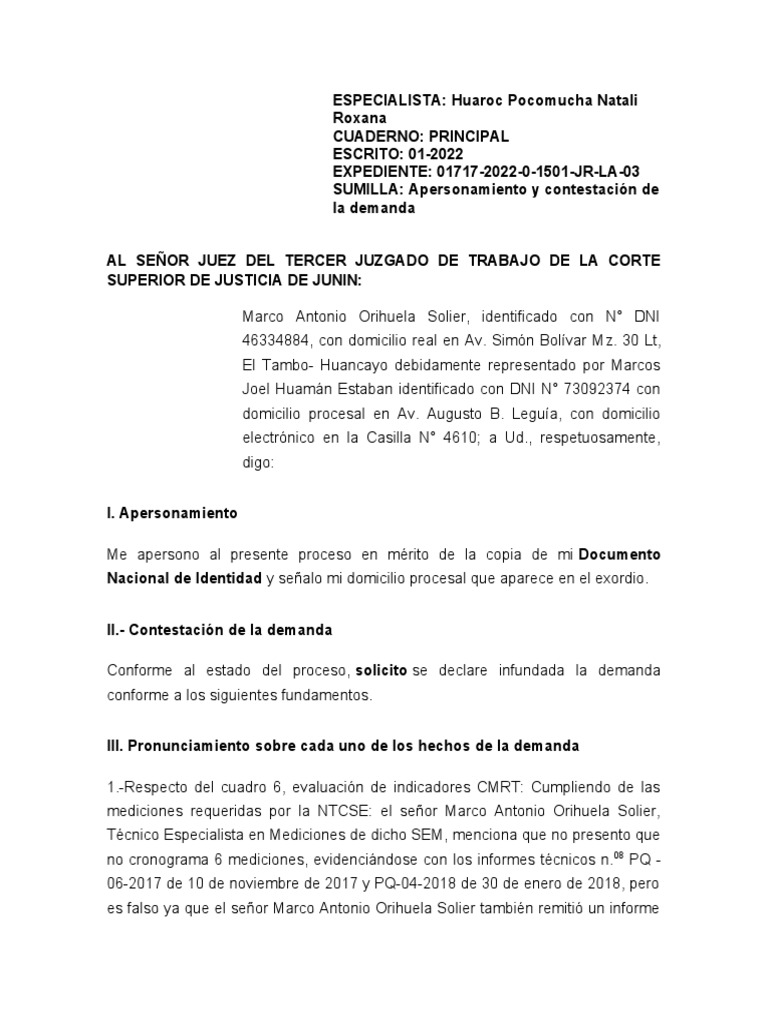 Contestación a Demanda Laboral 2022 | PDF | Gobierno | Justicia