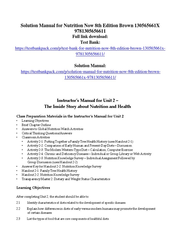 Nutrition Now 8th Edition Brown 130565661X Solution Manual | PDF | Diet ...