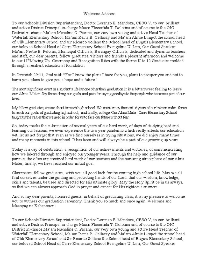 Welcome Address | PDF