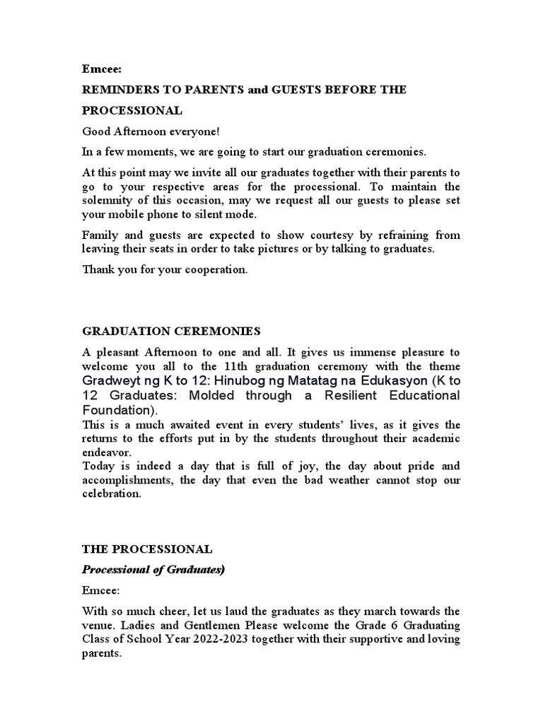 Graduation Script | PDF