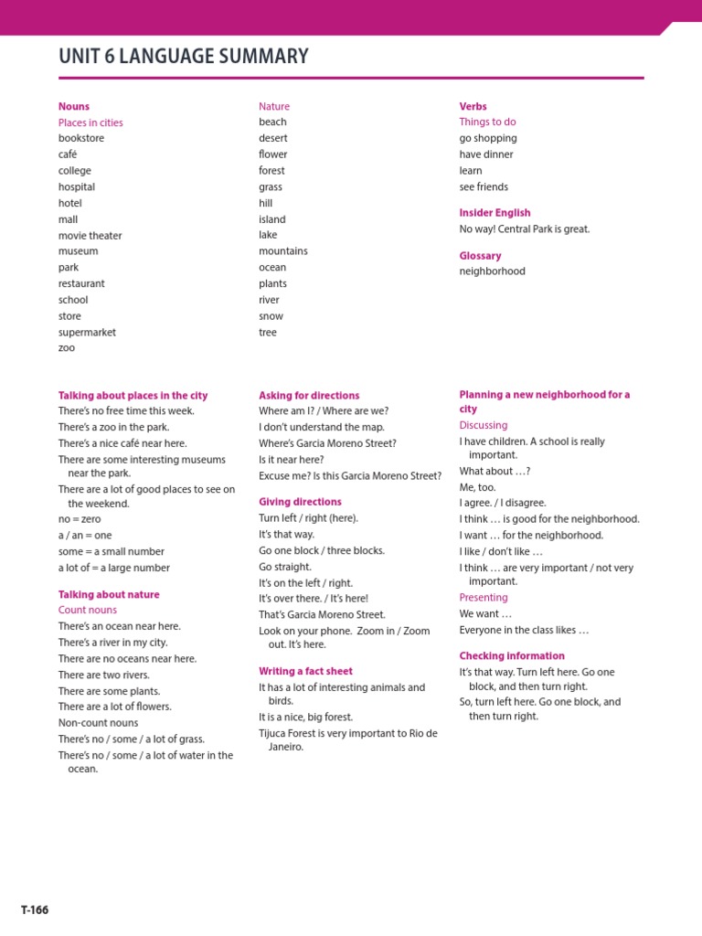Unit 6 Language Summary | PDF