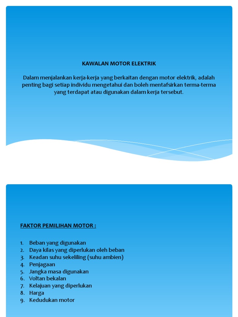 Komponen dan Kawalan Motor Elektrik | PDF | Teknologi & Rekayasa