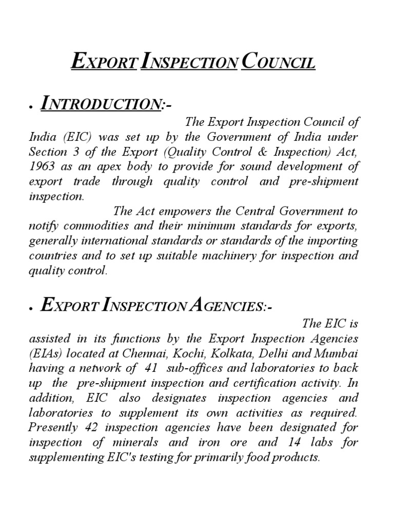 Export Inspection Council Overview | PDF | Foods | Evaluation