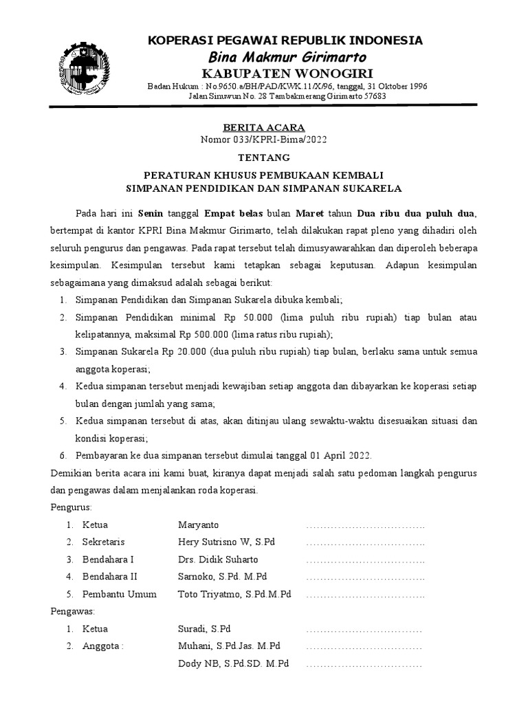 Berita Acara SSR Dan SPd-1 | PDF