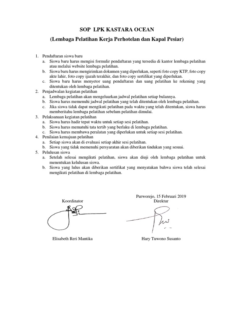 Sop LPK | PDF