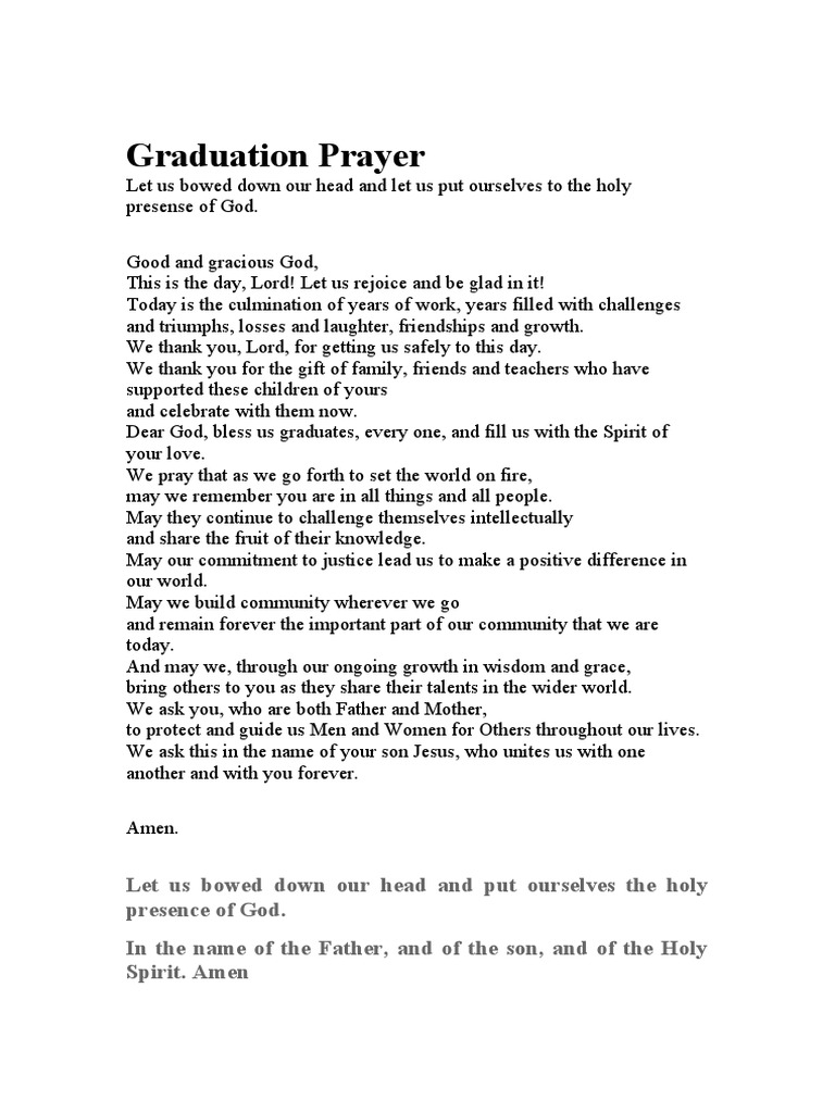 Graduation Prayer | PDF
