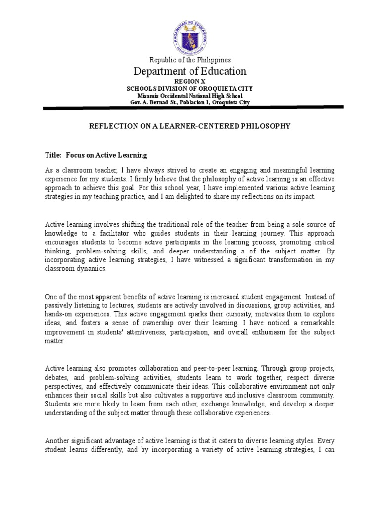 Learner-Centered Philosophy | PDF | Learning | Mindset