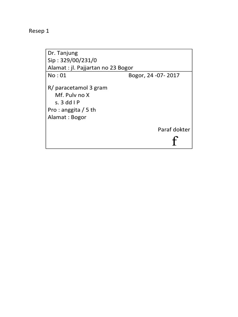 Resep Kelas X Farmasi | PDF