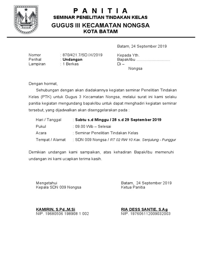 Surat Undangan Seminar | PDF