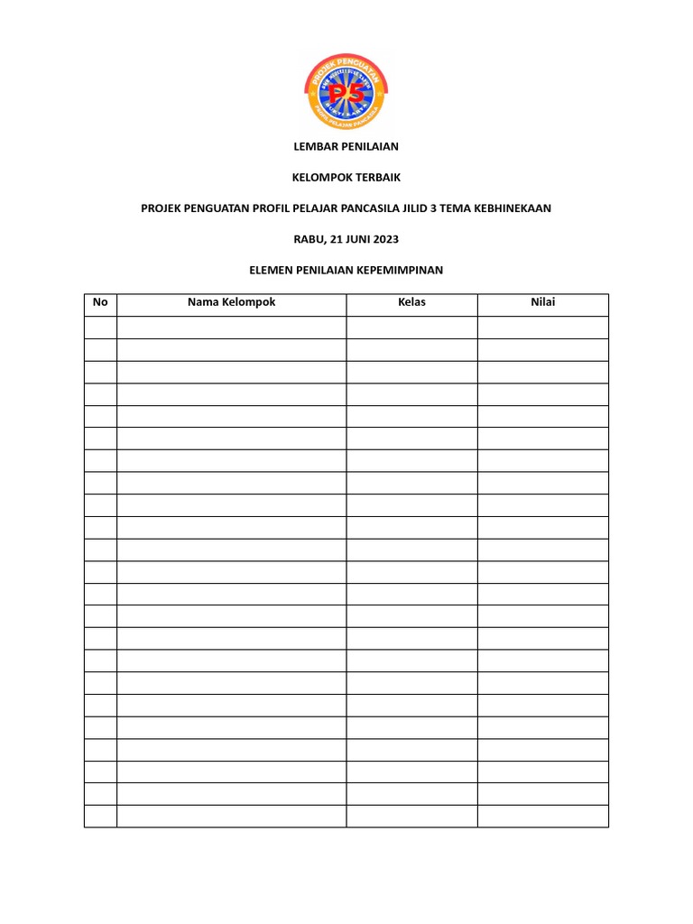 Lembar Penilaian P5 Jilid 3 | PDF