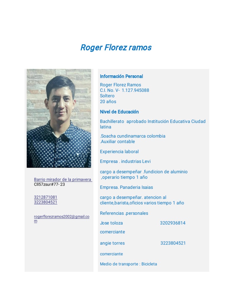 Hoja de Vida Roger-2 | PDF