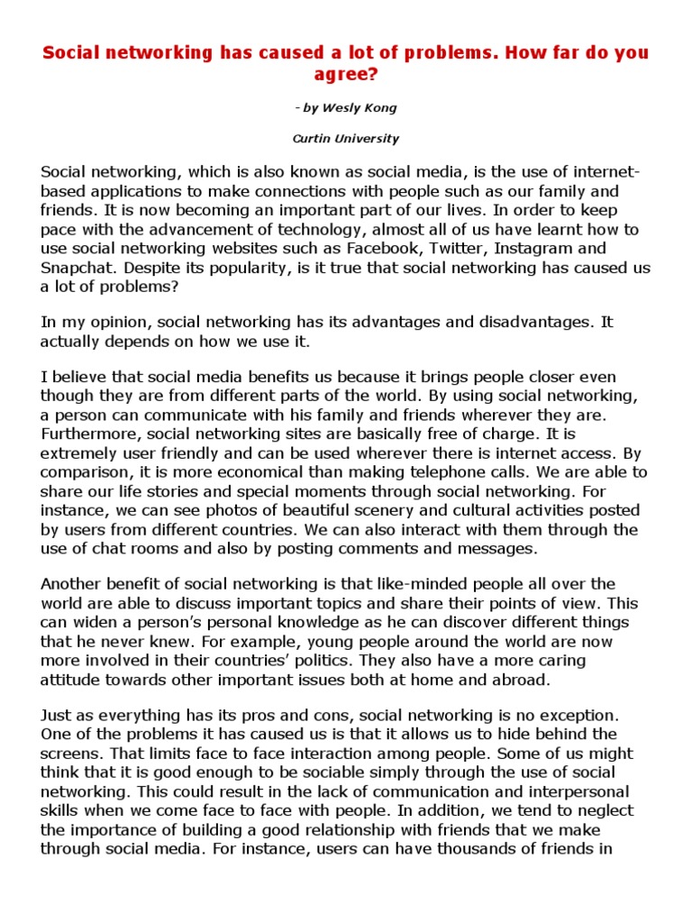 Social Networking Has Caused A Lot of Problems | PDF | Popular Culture ...