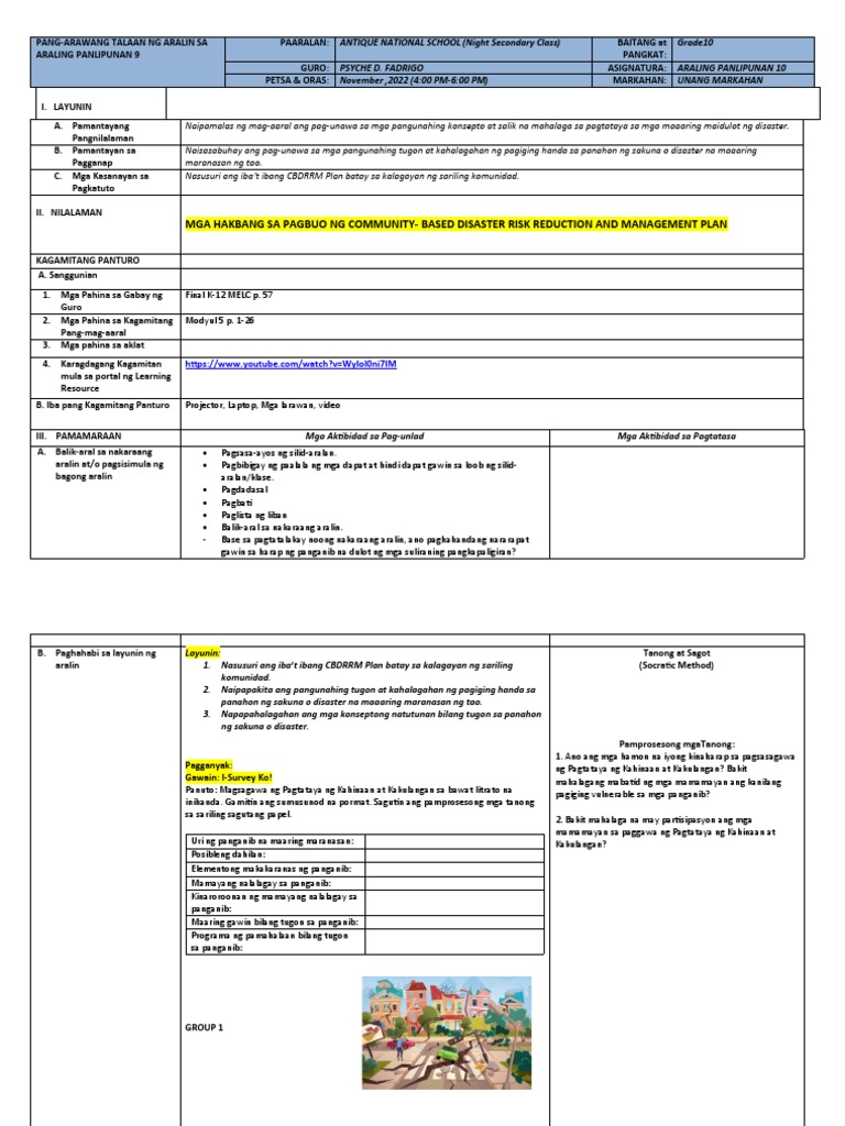 AP - 10 - Fadrigo, Psyche - CBDRRM PLAN | PDF