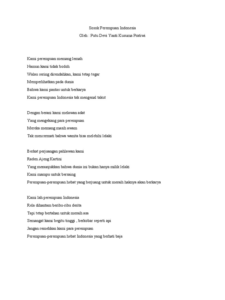 Sosok Perempuan Indonesia - Putu Devi Yanti Kusuma Pratiwi | PDF