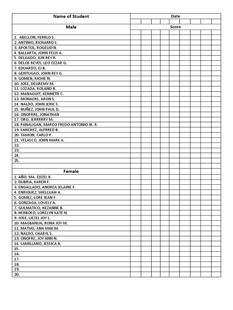 Score Sheet | PDF