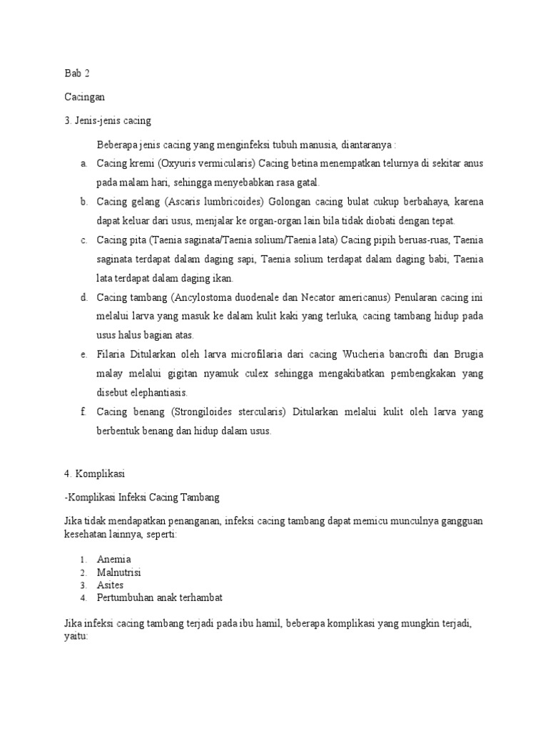 Jenis2 Cacing N Komplikasi | PDF | Sains & Matematika