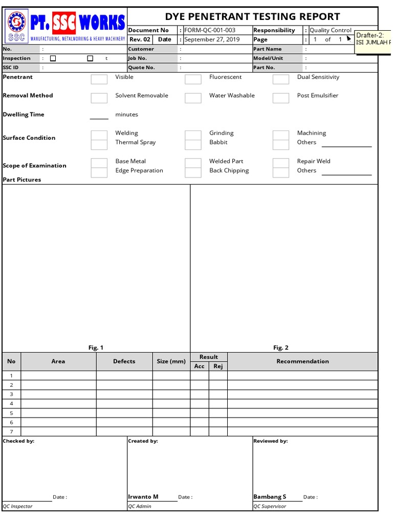 003 - Dye Penetrant Testing Report - Rev00 - 02122015 | PDF | Electric ...