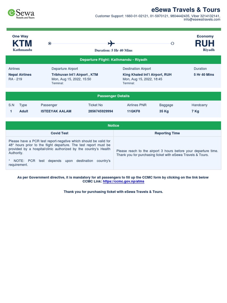KTM Ruh: Esewa Travels & Tours | PDF | Transport | Aviation