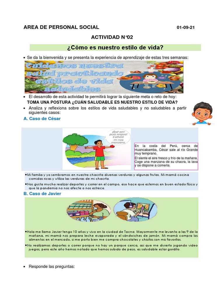 Area de Personal Social Estilo de Vida 01 | PDF