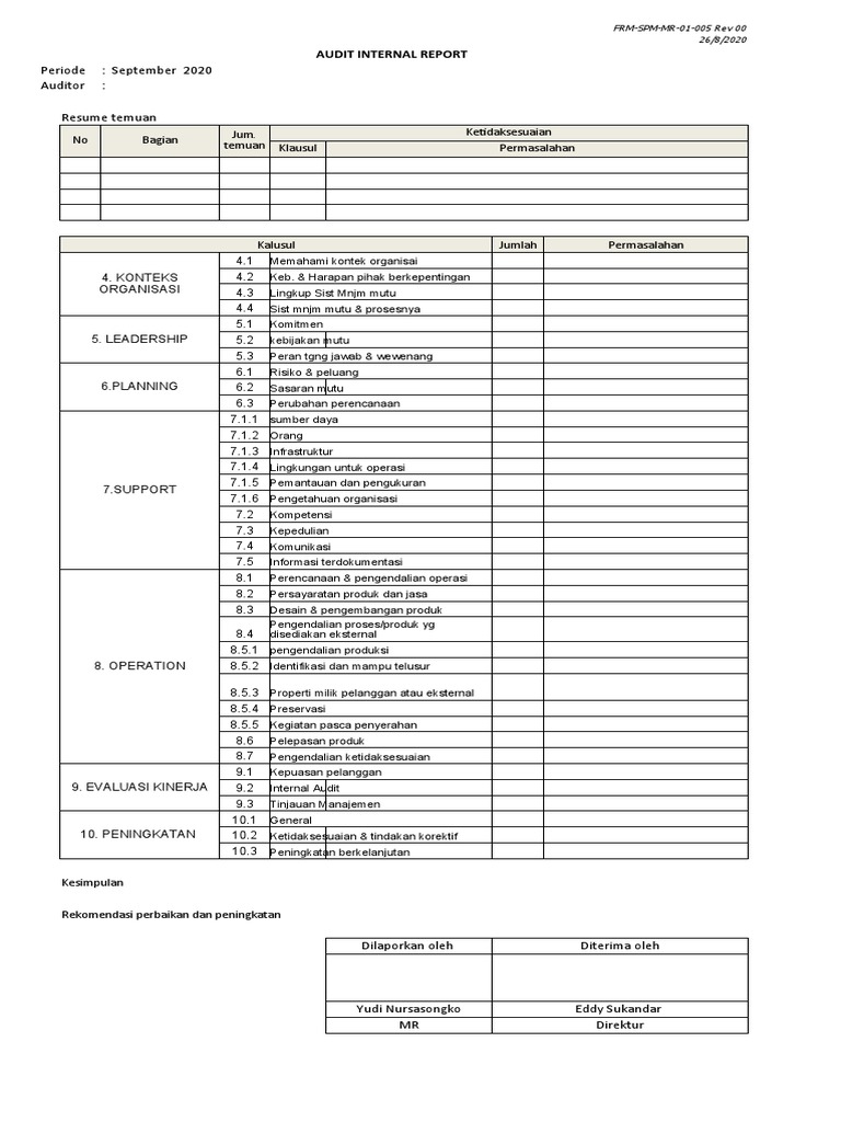 FRM-SPM-MR-01-005 Audit Report | PDF